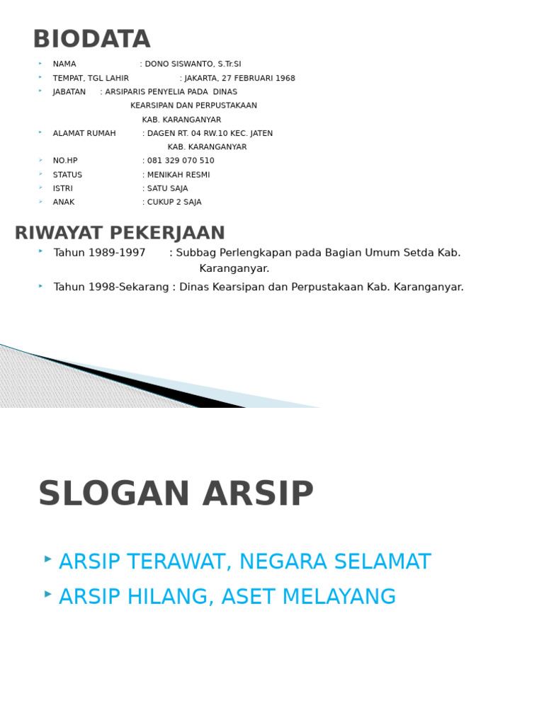 Bimtek Arsip Dinamis Inaktif 2024 (Pak Dono) | PDF