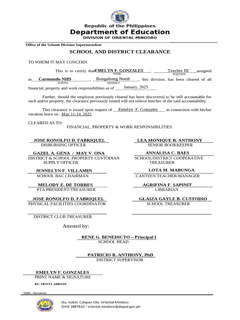 School and District Clearance | PDF