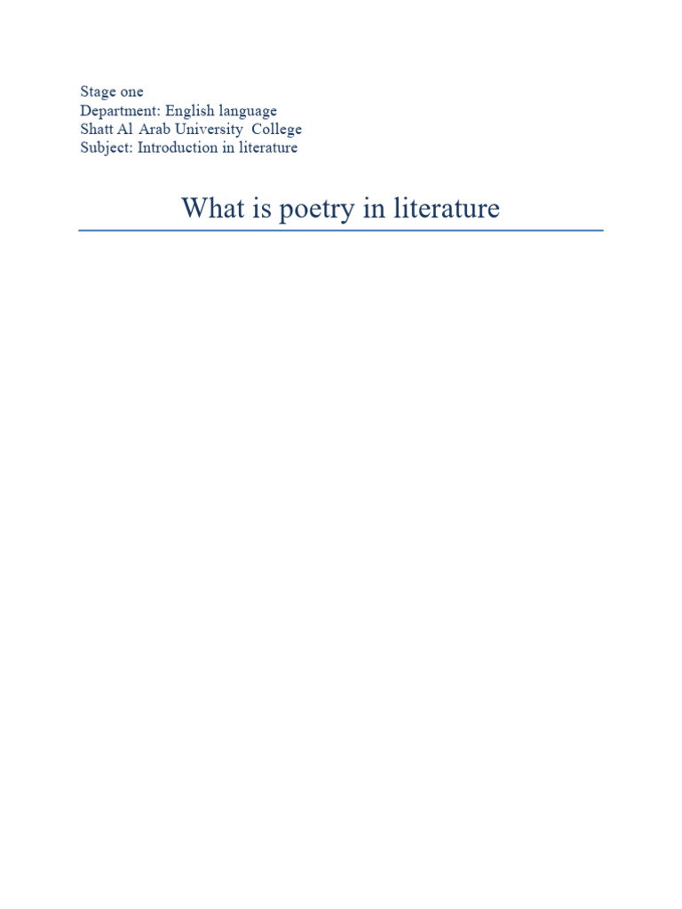 Understanding Poetry in Literature | PDF | Poetry | Metre (Poetry)