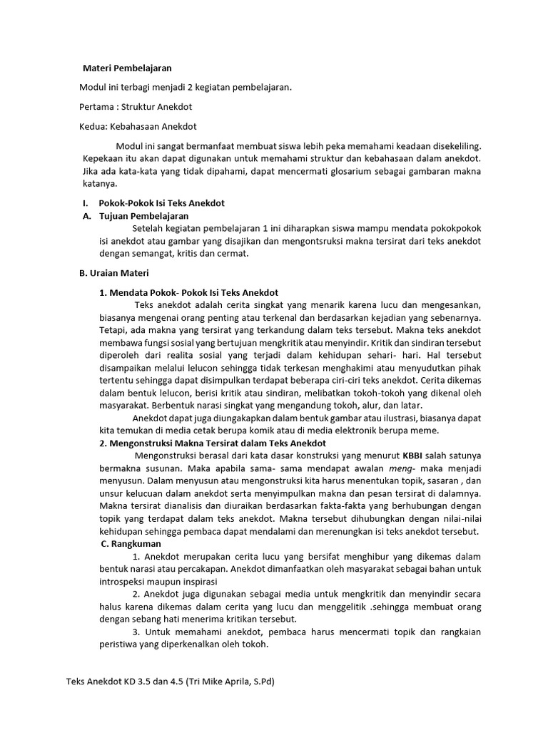 Struktur dan Makna Teks Anekdot | PDF