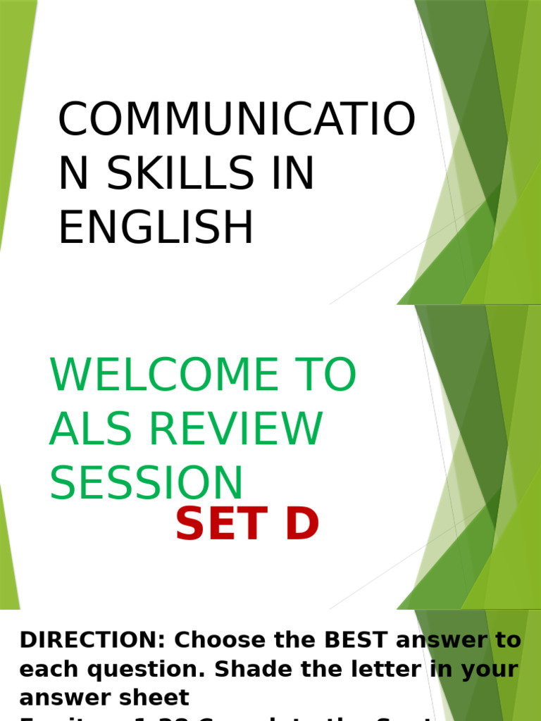 Ls1 English A&E Test Set d | PDF