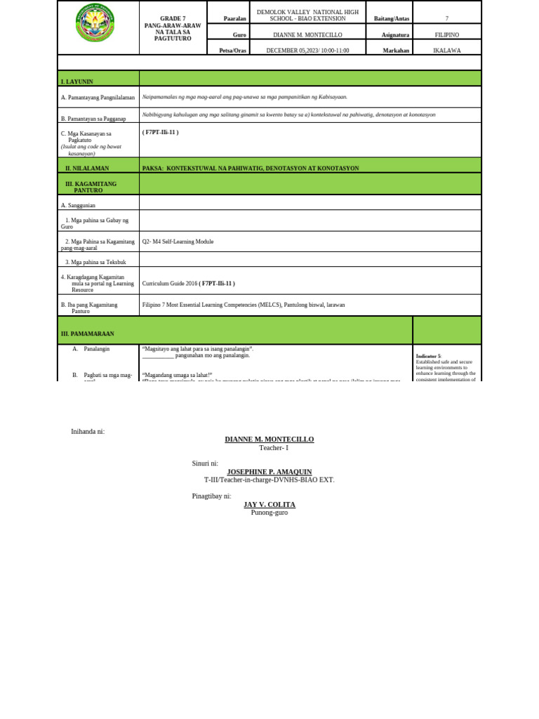 Fil-7 DLP 2ND Quarter | PDF