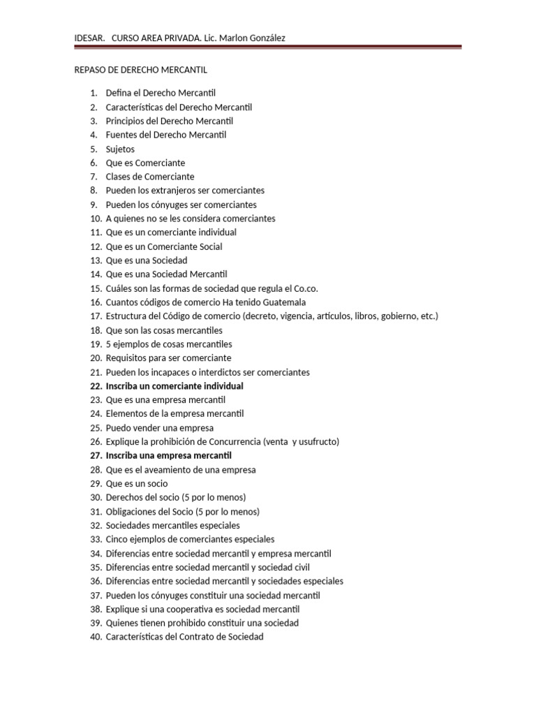 Repaso de Derecho Mercantil | PDF | Sociedad de responsabilidad limitada | Sociedad