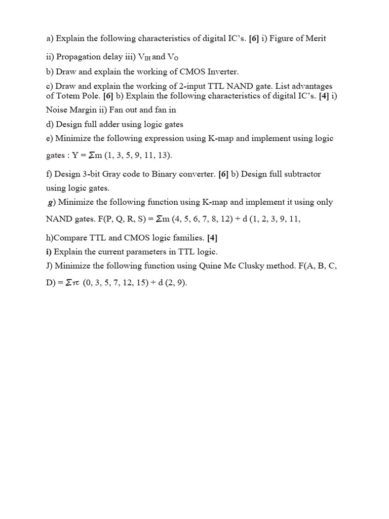 Digital Circuits Insem Exam Paper | PDF