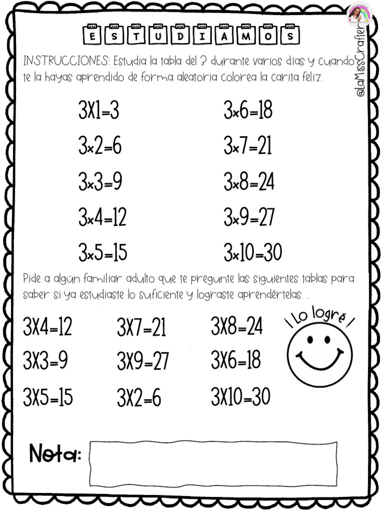 ESTUDIAMOS TABLA DEL 3 | PDF
