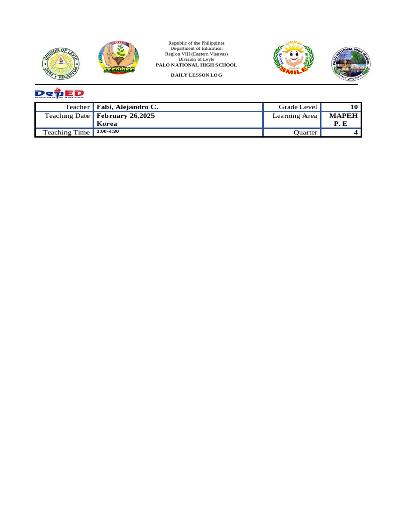 Lessonplan For Grade10 Fourth Quarte Tuesday 25 2025 | PDF | Learning ...