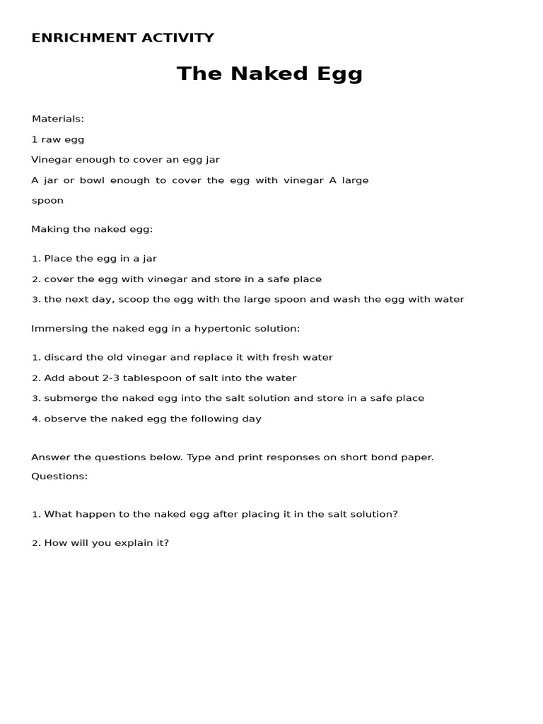 Naked Egg Experiment Guide | PDF