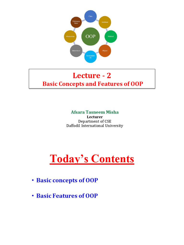 Lecture - 2-Basic Conecpts and Features of OOP | PDF | Method (Computer Programming) | Class ...
