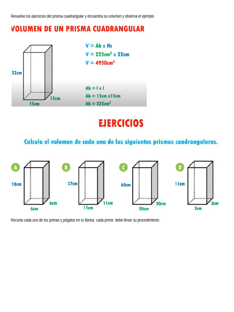 Volumen del Prisma Cuadrangular | PDF