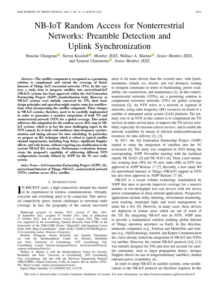 NB-IoT - Random - Access - For - Nonterrestrial - Networks - Preamble - Detection - and - Uplink ...