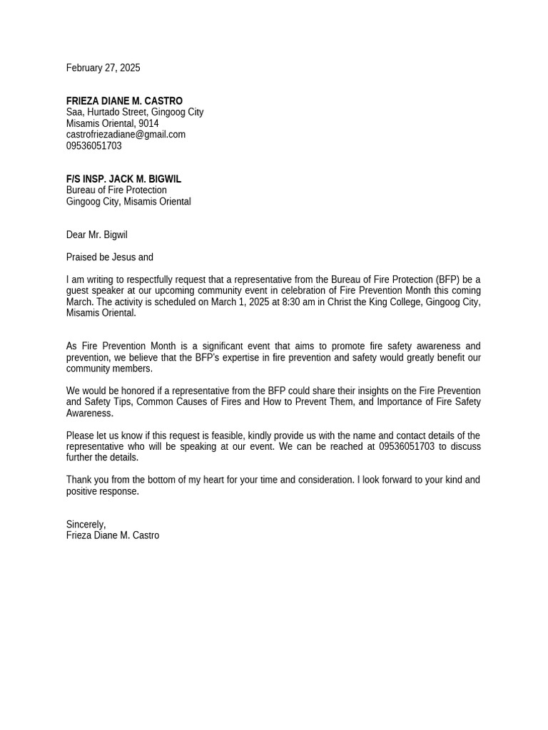 Civilian Letter Castro | PDF