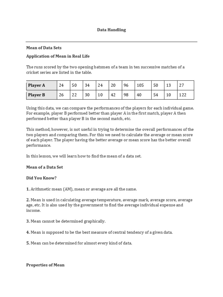 3. DATA HANDLING | PDF | Mean | Arithmetic Mean