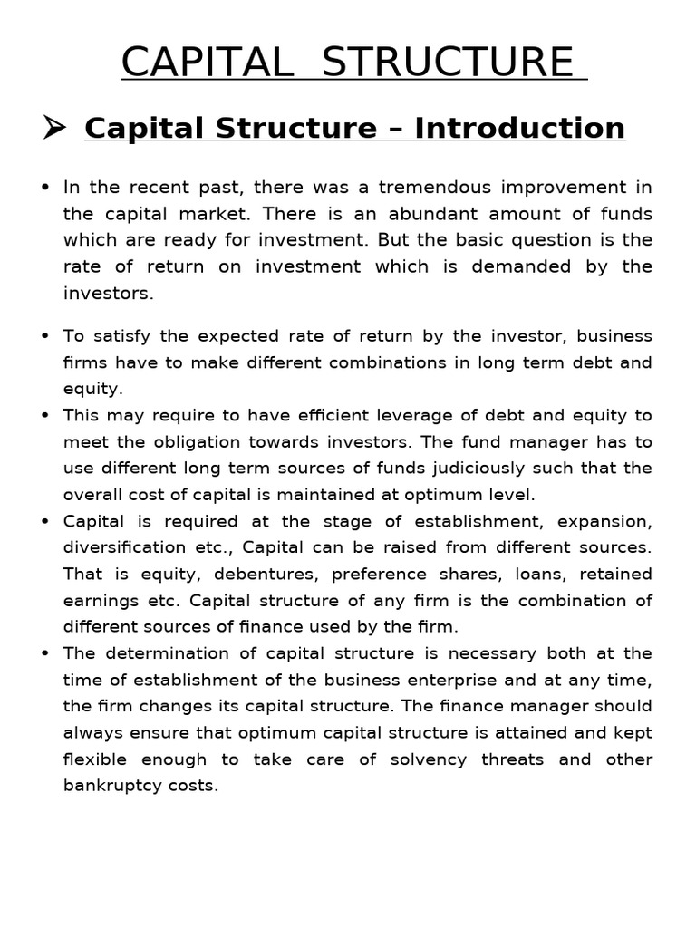 Financial Management SD Project | PDF | Capital Structure | Leverage ...