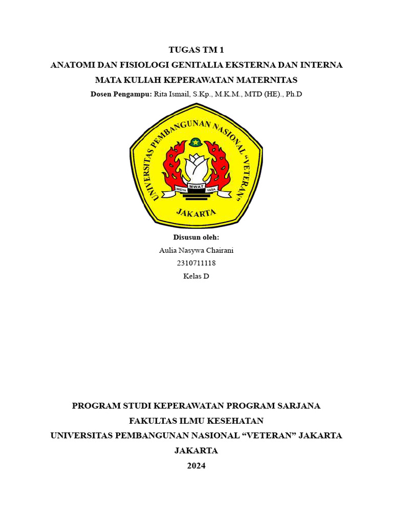 Anatomi Fisiologi Sistem Reproduksi (TM1) - Aulia Nasywa Chairani - 2310711118 | PDF