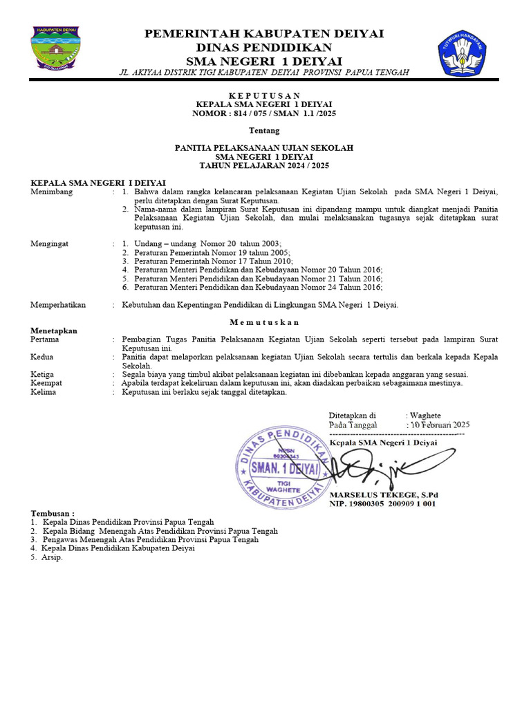 SK Panitia Uas 2025 | PDF