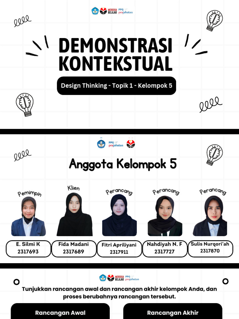 Demonstrasi Kontekstual - Design Thinking - Topik 1 - Kelompok 5 | PDF