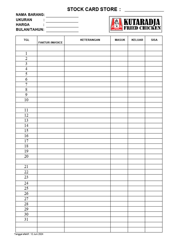 FRM Stock Card Store | PDF