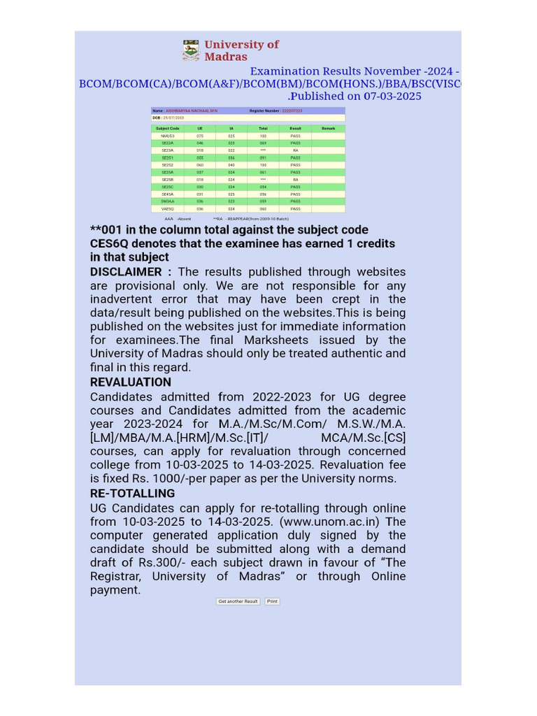 5th Semester Result | PDF