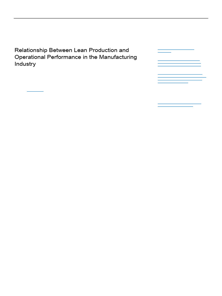 Relationship Between Lean Production and | PDF | Sampling (Statistics) | Lean Manufacturing