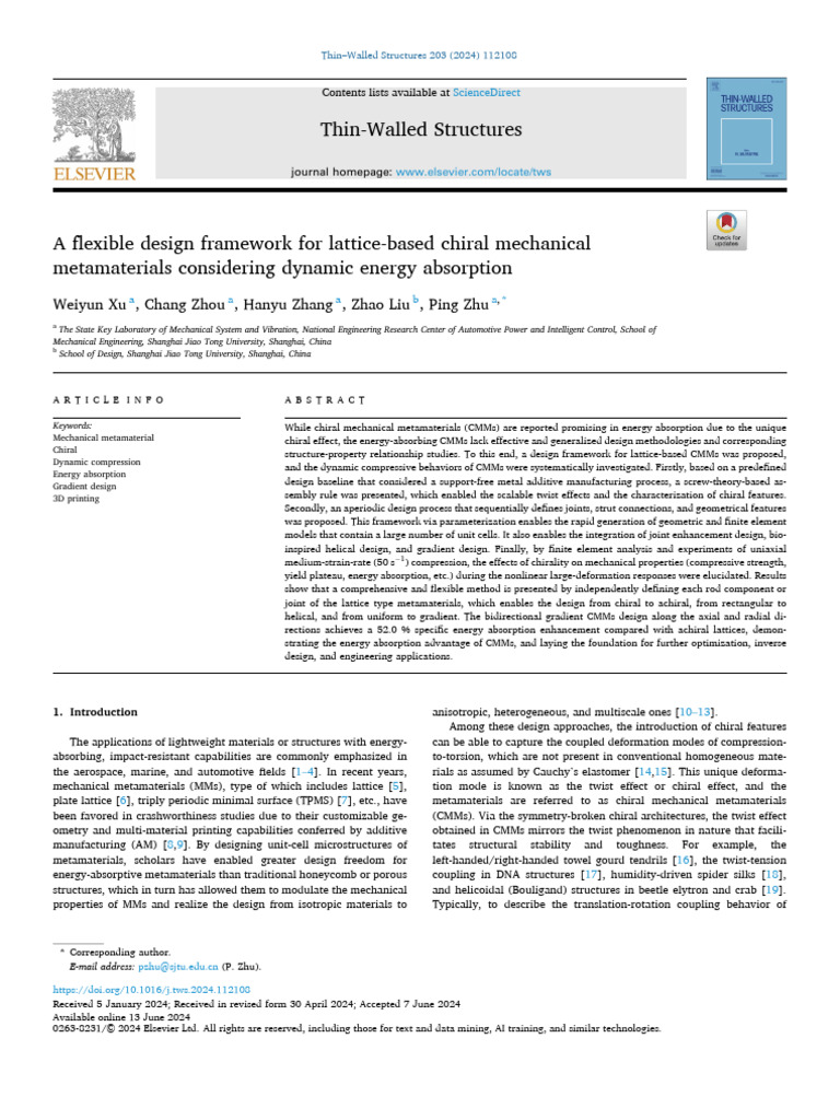 A Flexible Design Framework For Lattice-Based Chiral Mechanical ...