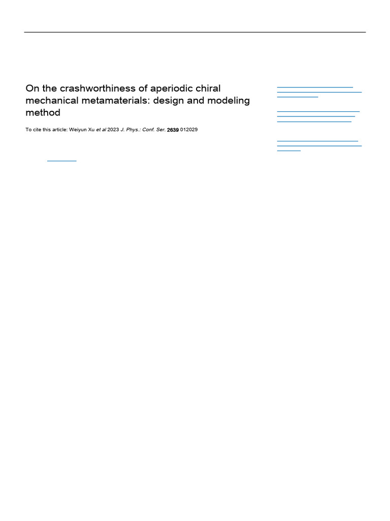 On The Crashworthiness of Aperiodic Chiral Mechanical Metamaterials: Design and Modeling Method ...