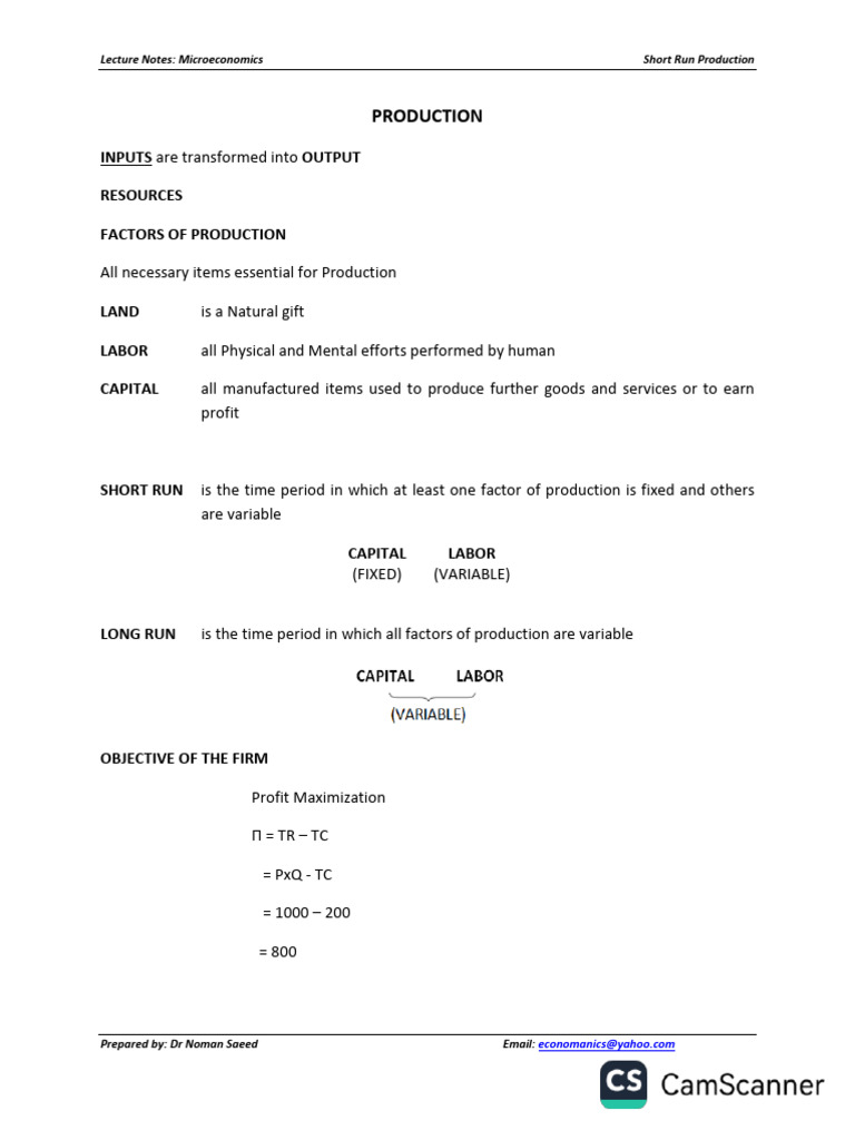 Lecture 8 - Short Run Production 17092024 053223pm | PDF | Economies ...