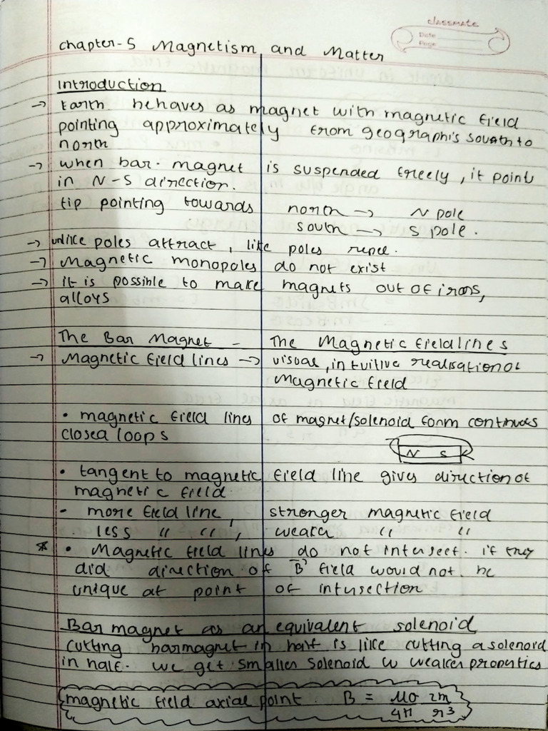 Magnetism and Matter Class 12 Notes | PDF | Physical Phenomena | Magnetism