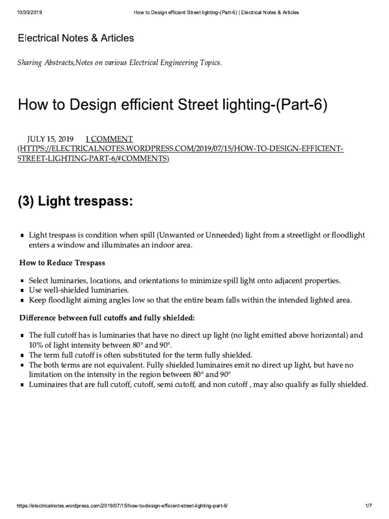 How to Design efficient Street lighting-(Part-6) _ Electrical Notes ...