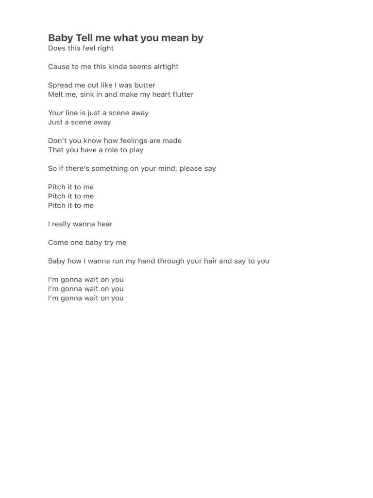 Lyrics for "Pitch It to Me" | PDF