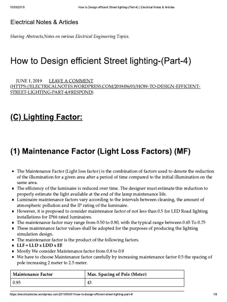 How To Design Efficient Street Lighting - (Part-4) - Electrical Notes ...