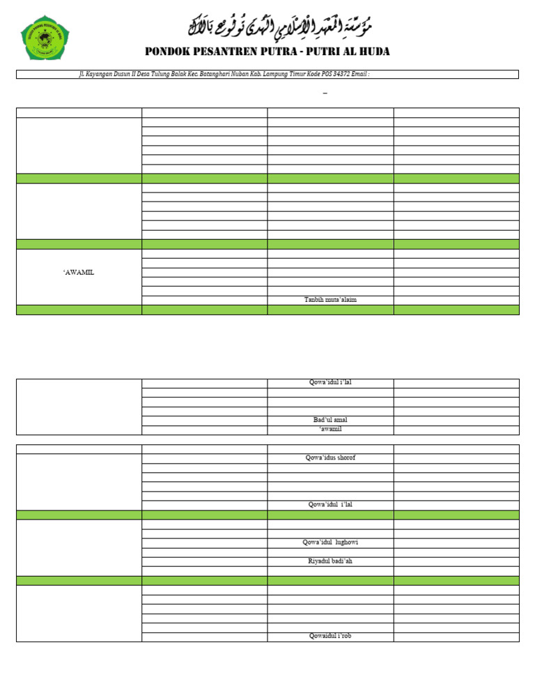 Jadwal Ngaji Putri 1 | PDF