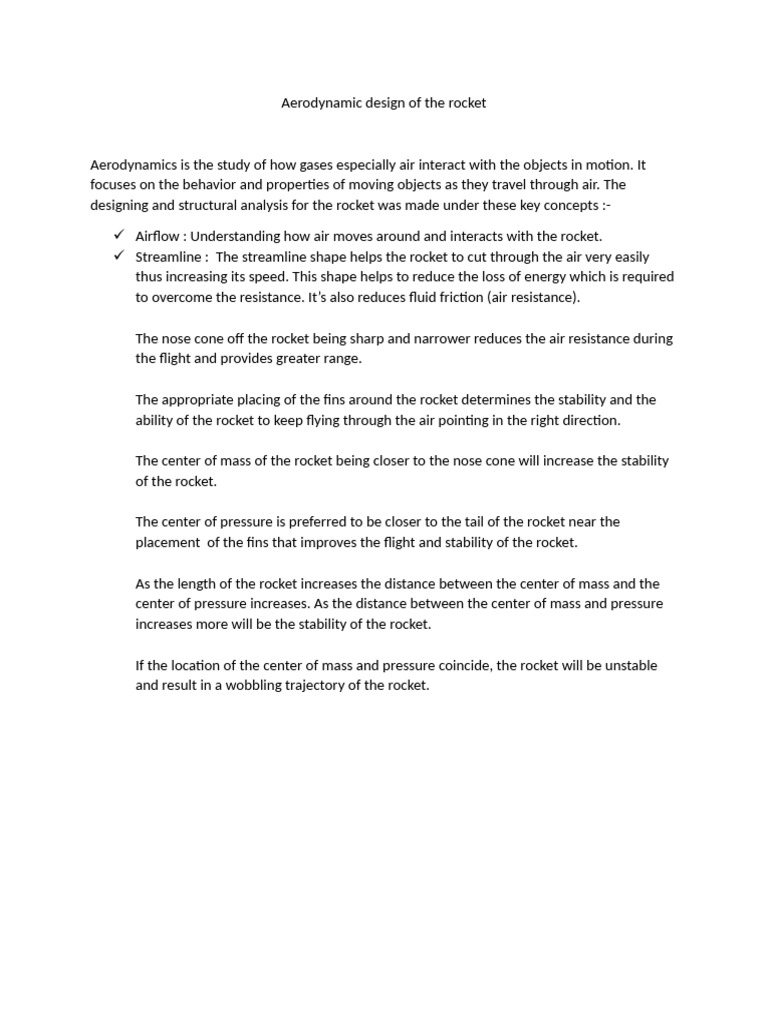 Aerodynamic Design of The Rocket | PDF