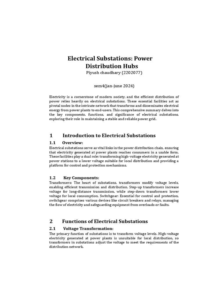 Electrical Substation report | PDF | Electrical Grid | Electric Power ...