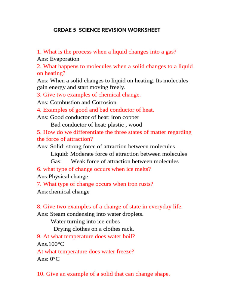 Grdae 5 Science Rev 2 Annual | PDF | Liquids | Topsoil