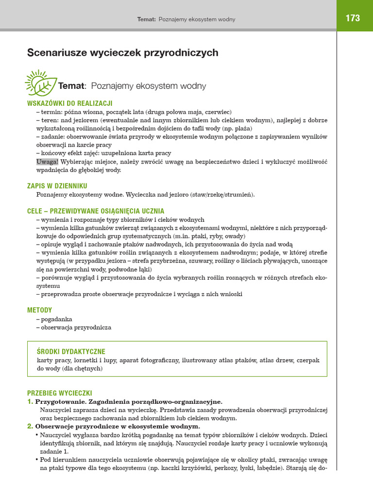 Scenariusze Wycieczek Przyrodniczych kl3 Sem2 cz2 | PDF