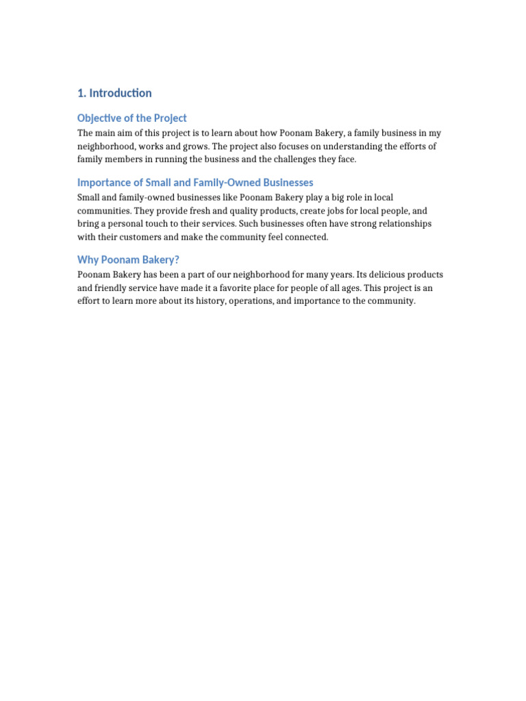 Poonam Bakery Project Introduction | PDF