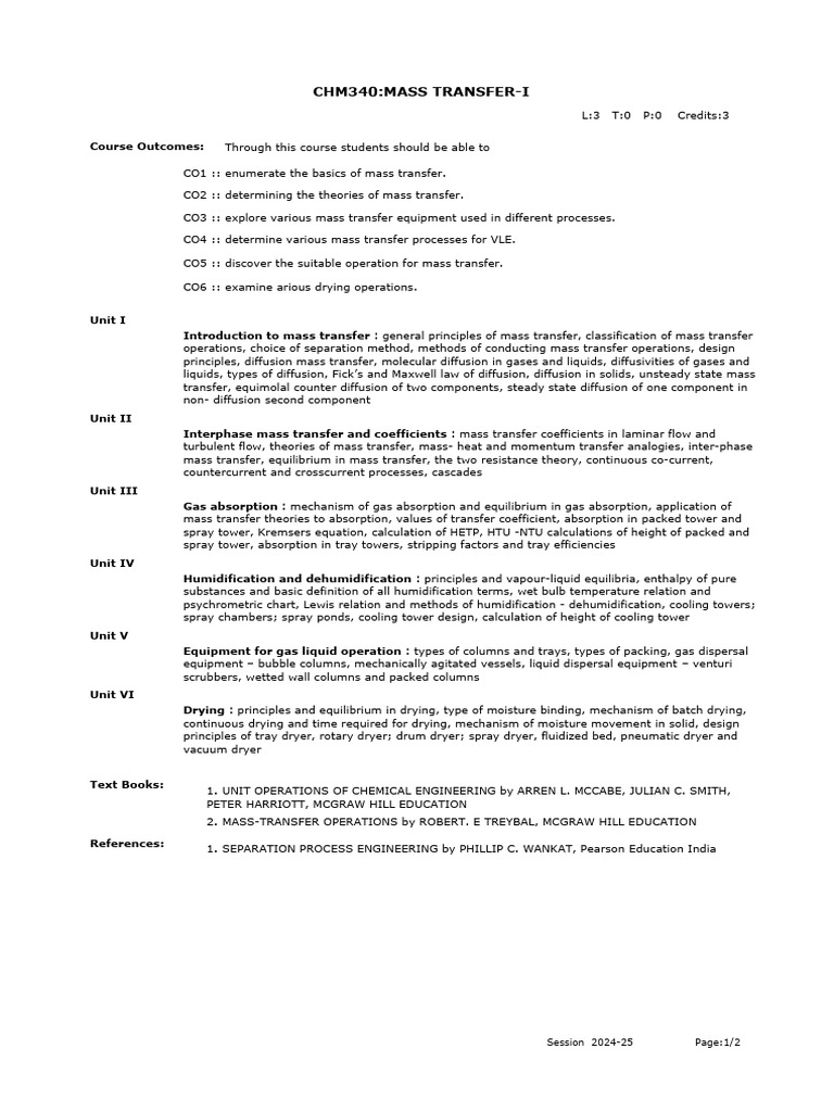 FRM Course Syllabus IPDownload | PDF | Diffusion | Mass Transfer
