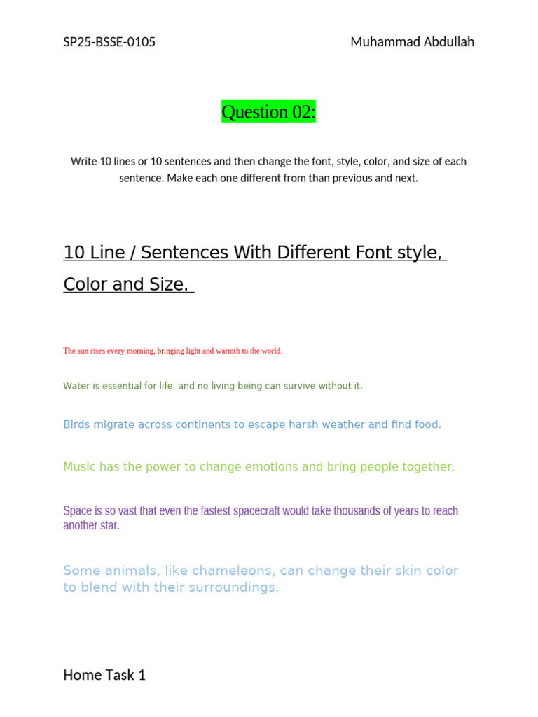 AICT Lab, Home Task 1, SP25-BSSE-0105 | PDF