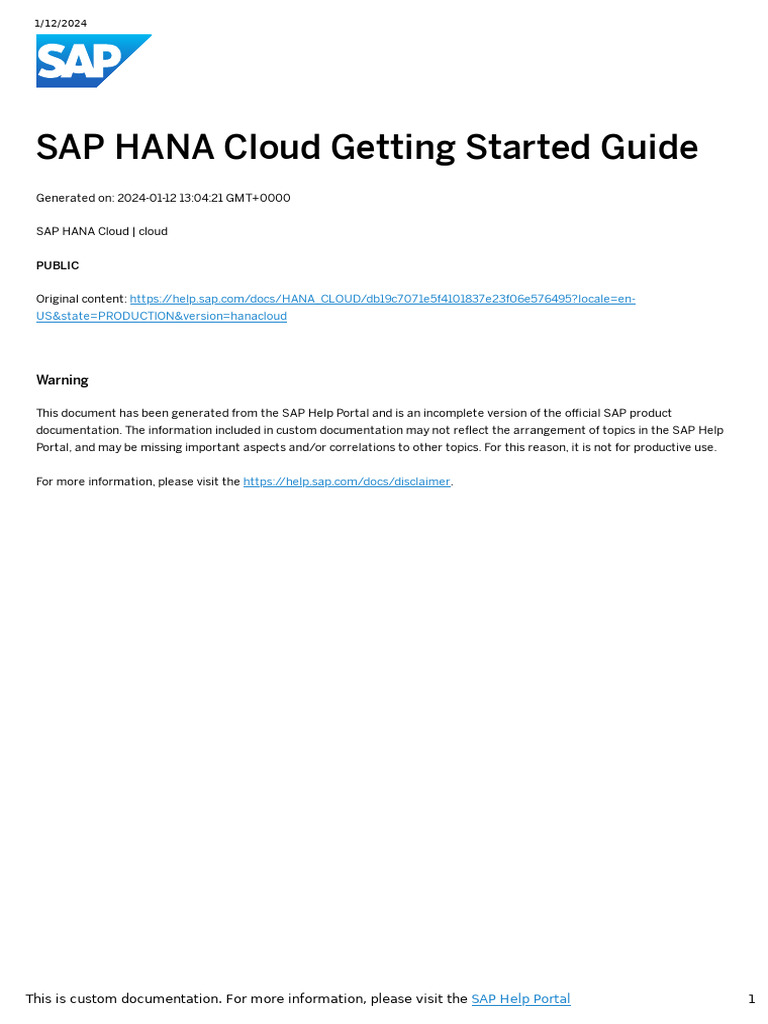 SAP HANA Cloud Guide | PDF | Databases | Cloud Computing