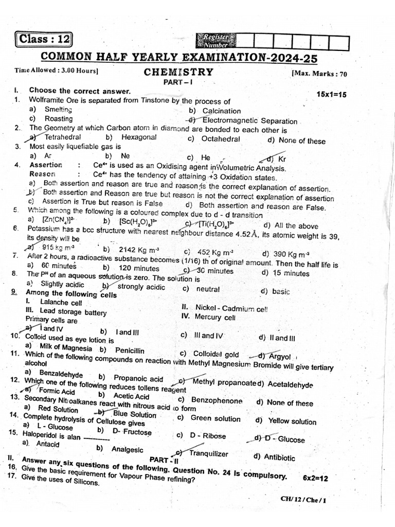 XII Che Qns JAn-2025 | PDF