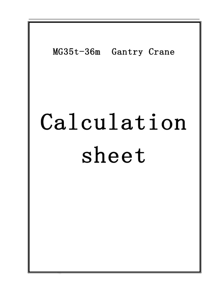 Gantry Crane 35t Calculation Sheet-1 | PDF