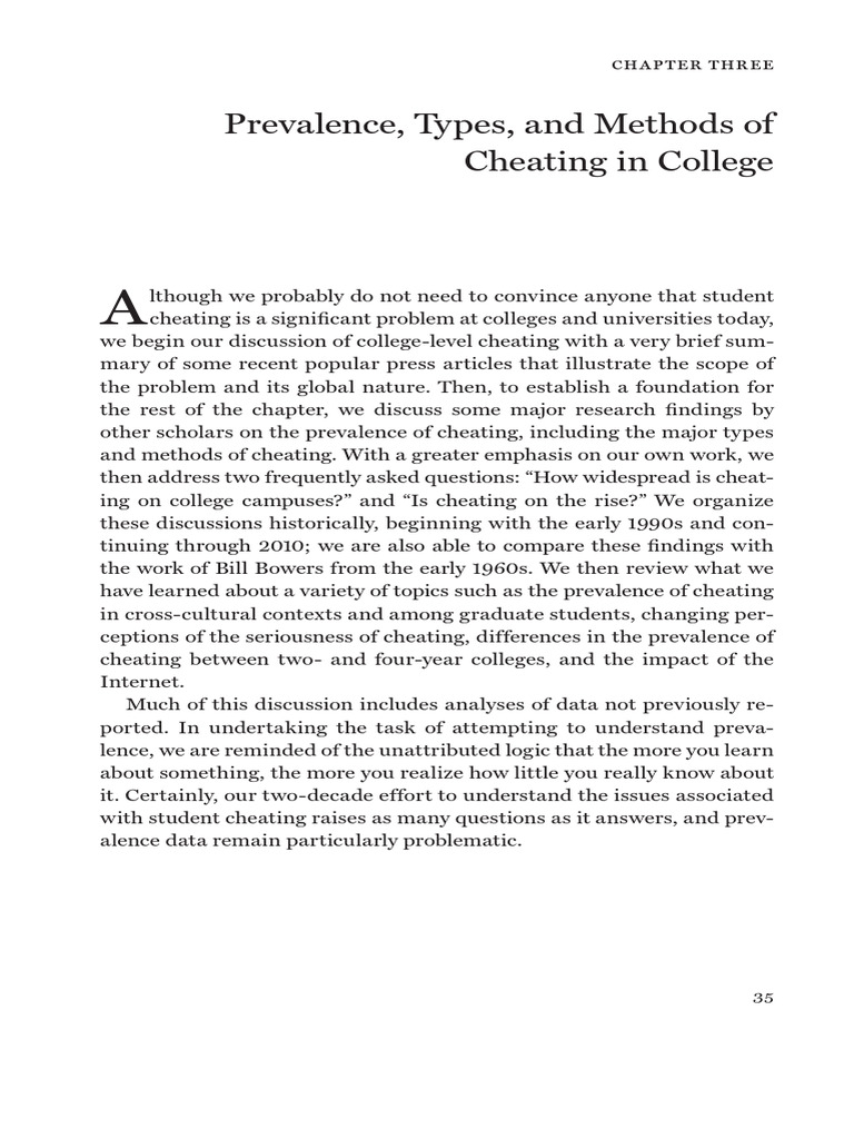 Cheating in College Why Students Do It and What Ed... - (3 Prevalence ...