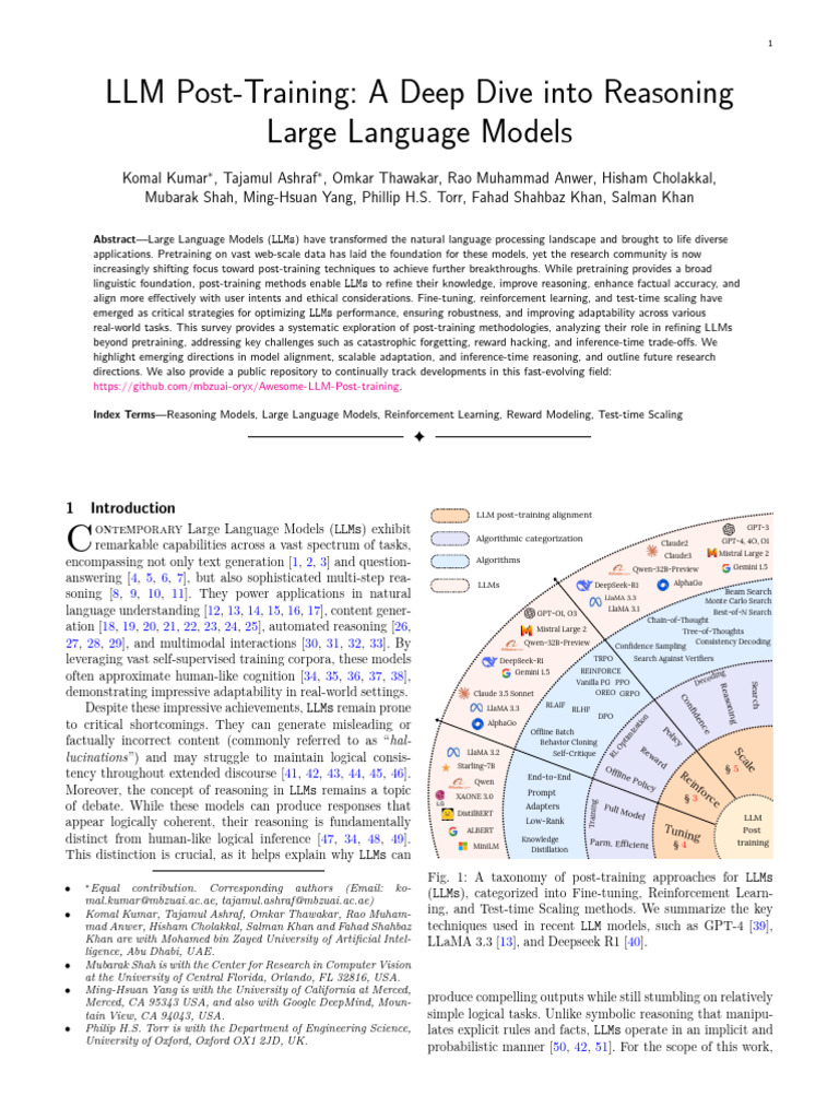 LLM Post Training A Deep Dive Into Reasoning LLMs 1741072282 | PDF ...