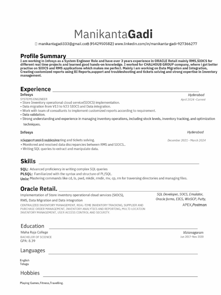 Manikanta Resume PDF | PDF