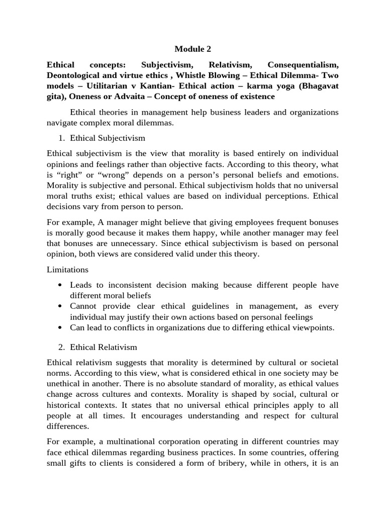 Ethics of Corporate Management Module 2 | PDF | Morality | Utilitarianism