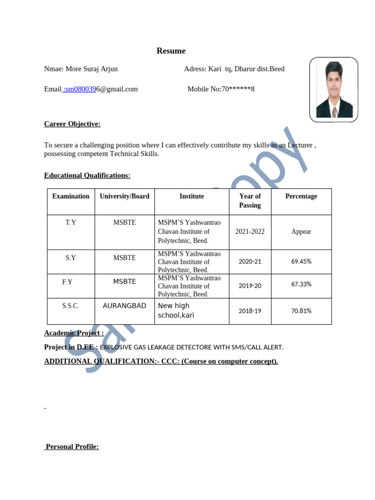 Resume Format-2 | PDF