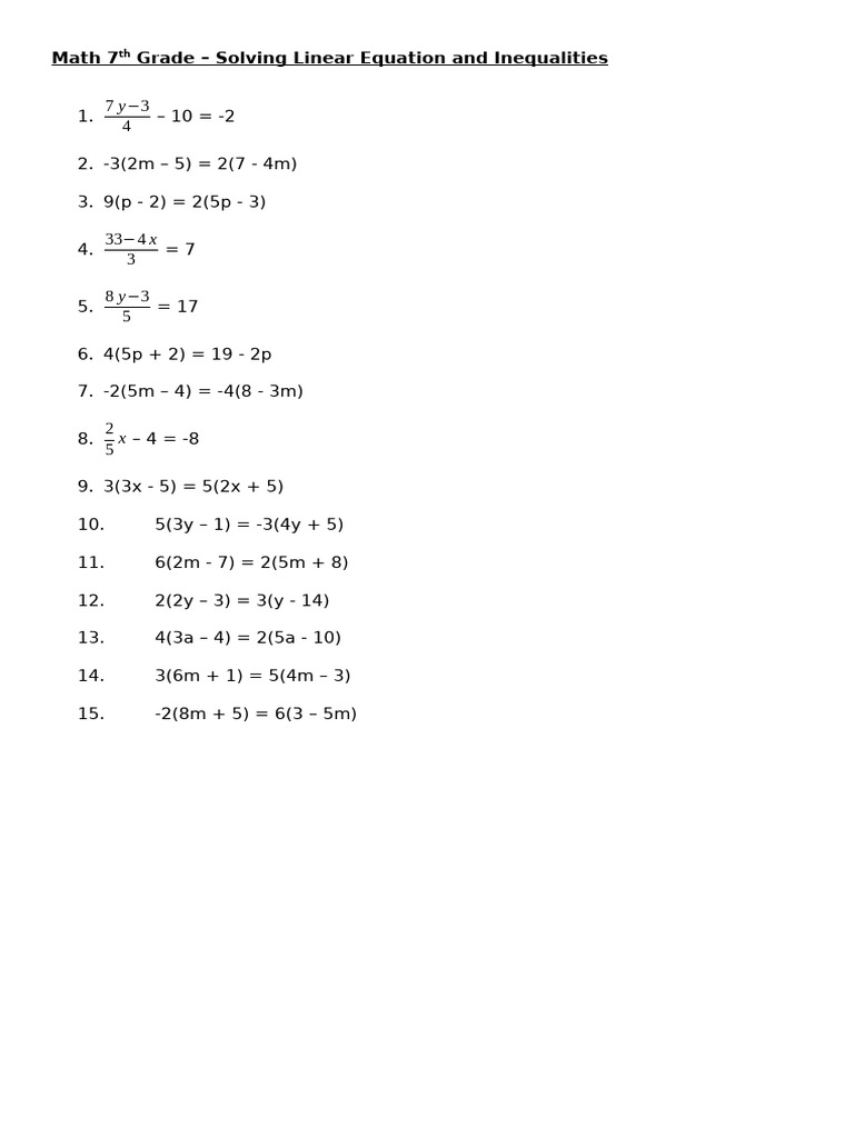 Solving Linear Equation | PDF