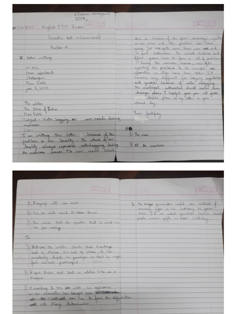 Class 8B PT-2 Exam | PDF