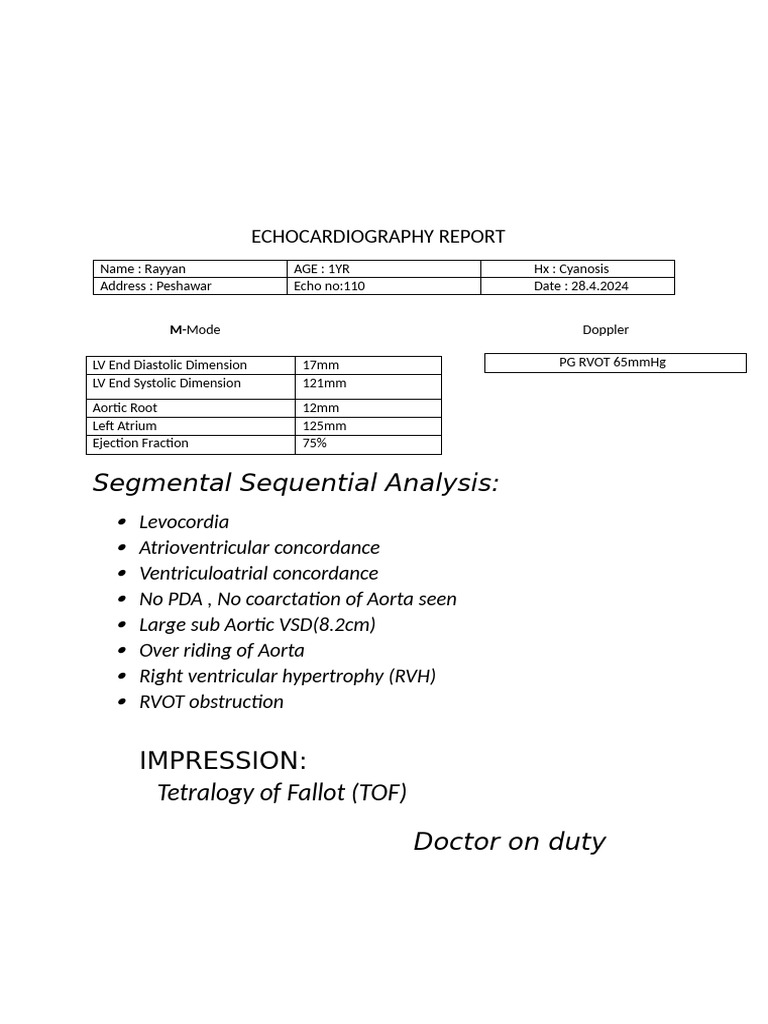 Echocardiography Report | PDF