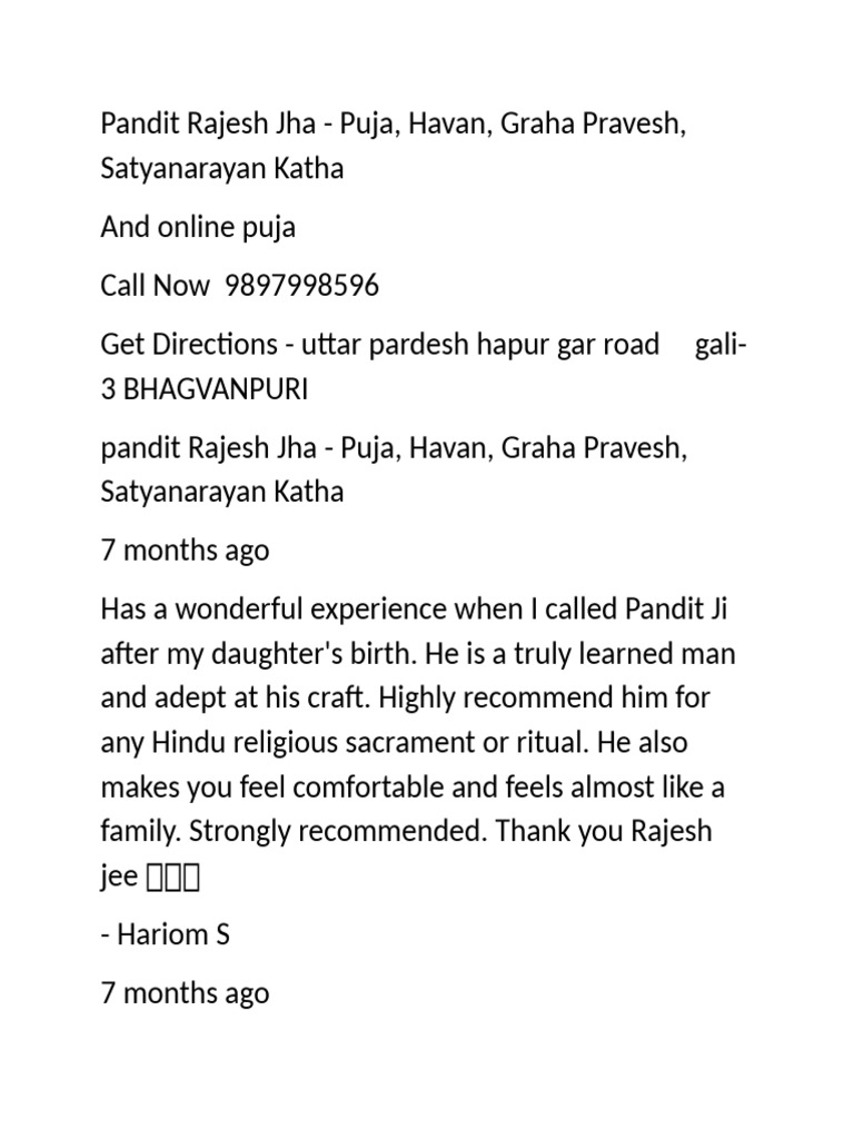 RAJESH JHA Pandit Puja | PDF